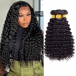 Amazon.com : Deep Wave Human Hair Bundles 14 16 18 Inch 12A Brazilian Human Hair Bundles Wet and ...