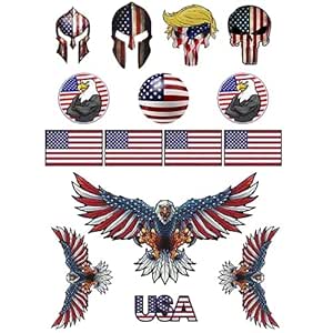 SPAK- KAL Self-Adhesive Removable Glossy Vinyl American Flag & Eagle ...