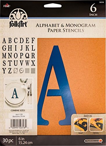 Amazon.com: FolkArt Plaid Stencil Folk-art Paper Alphabet & Monogram ...