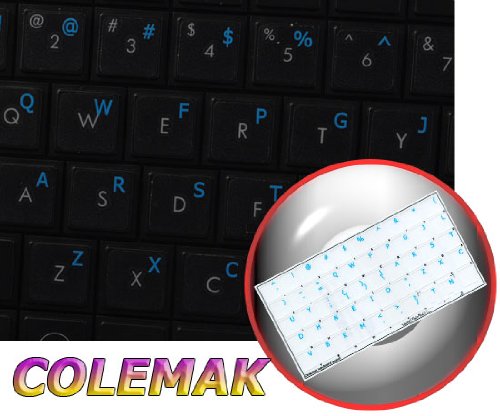 COLEMAK KEYBOARD STICKERS ON TRANSPARENT BACKGROUND WITH BLUE LETTERING ...