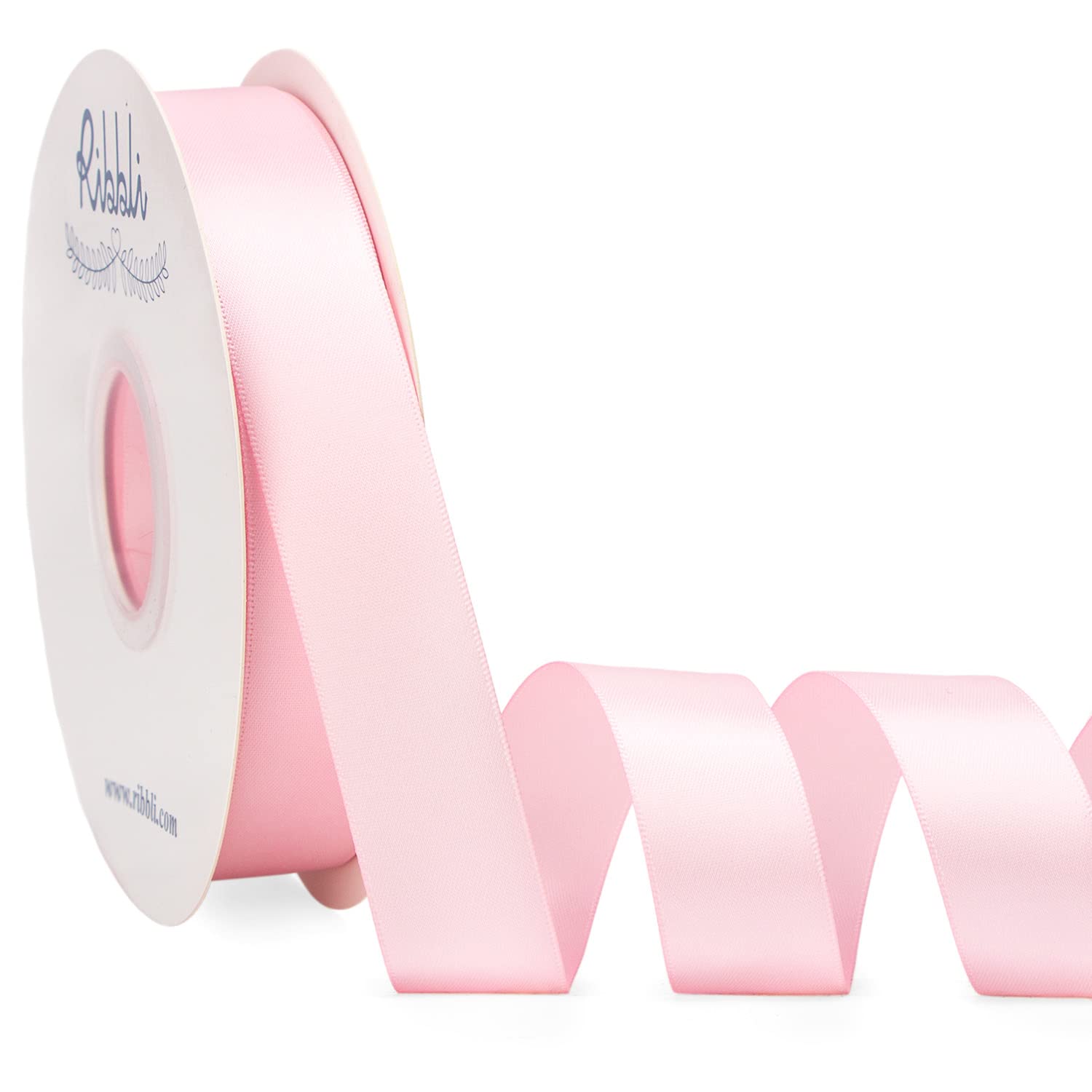 Amazon.com: Ribbli Light Pink Satin Ribbon Double Faced Satin 1 inch x ...