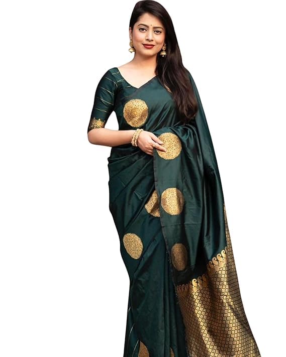 Buy SPOTXY Women’s Banarasi Soft Pure Cotton Silk Sari Kanjivaram Saree ...