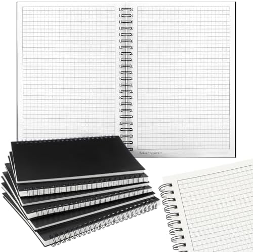 Amazon.com : Saypacck 6 Pack Waterproof A5 Graph Paper Spiral Notebook ...