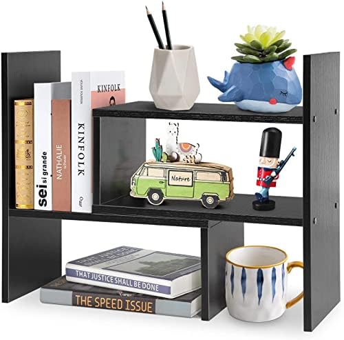Amazon.com: MMdipon Small Wood Adjustable Desktop Bookshelf, Expandable ...