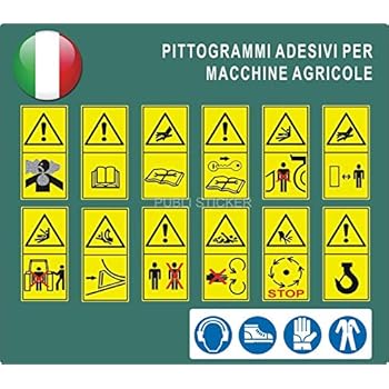 20 PITTOGRAMMI ADESIVI ISO 11684 SEGNALETICA DI PERICOLO PER LA MESSA ...