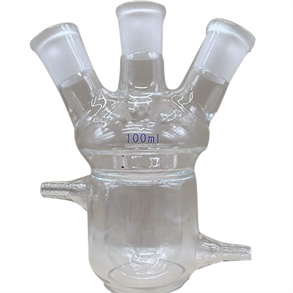 Buy 100ml Lab Three Mouth Jacketed Glass Reaction Flask Double Layer ...