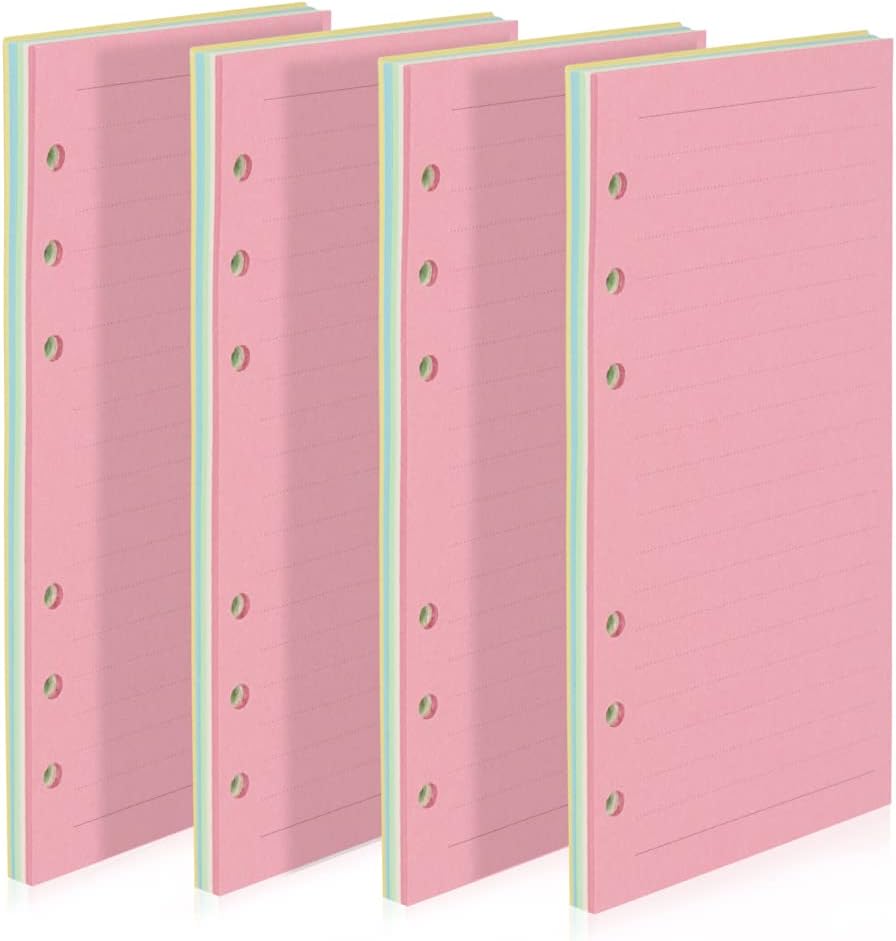 200 Sheets A6 Ruled Notepaper Ruled Refills Paper 6-Hole Movable Page ...