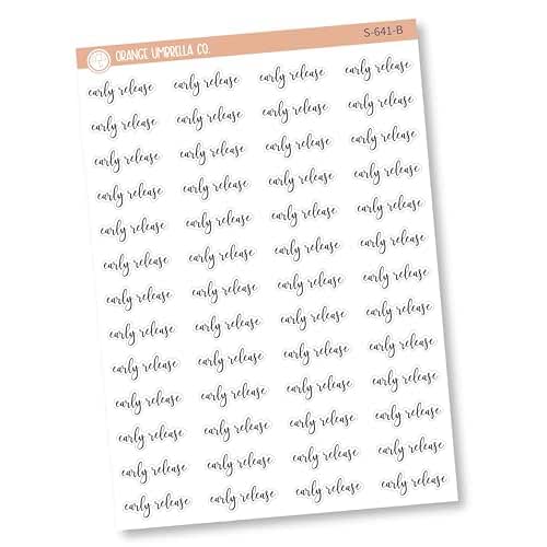 Amazon.com: Early Release School Label Planner Stickers, Script "Early ...