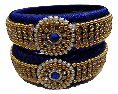 Buy Kids(Upto 4 Years Age) Silk Thread Bangles - Blue with Grand Stone ...