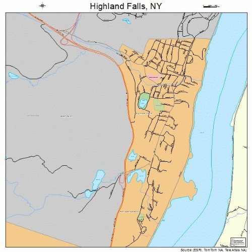 Amazon.com: Large Street & Road Map of Highland Falls, New York NY ...