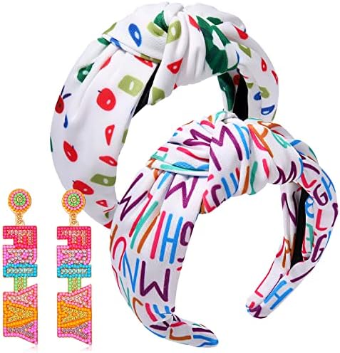 Amazon.com: Teacher Headbands for Women, Pencil Printed Wide Knotted ...