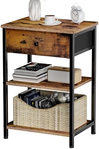 Amazon.com: AOUYYI Nightstand with Storage Drawer, End Table with Open ...