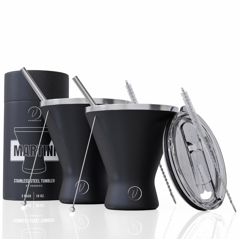 Amazon.com | vaanshie Stainless Steel Martini Glass [Pack of 2] – 10oz ...