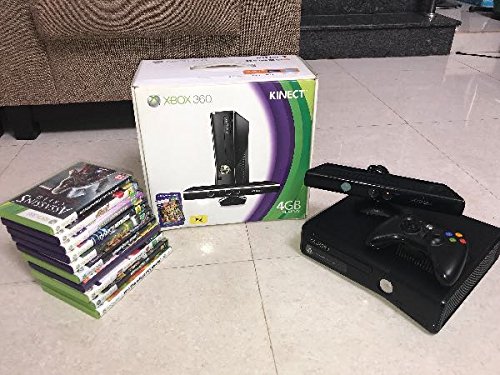 Xbox 360 (4GB console) with Kinect sensor and one controller; along ...
