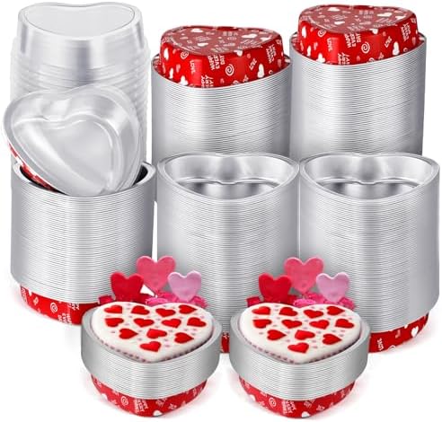 Amazon.com: Mini Heart Shaped Cake Pans with Lids,HEYYUMI 50pcs 3.4oz ...