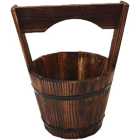 Amazon.com : Wooden Bucket 8" x 10" Water Wishing Well Pail with Rope ...