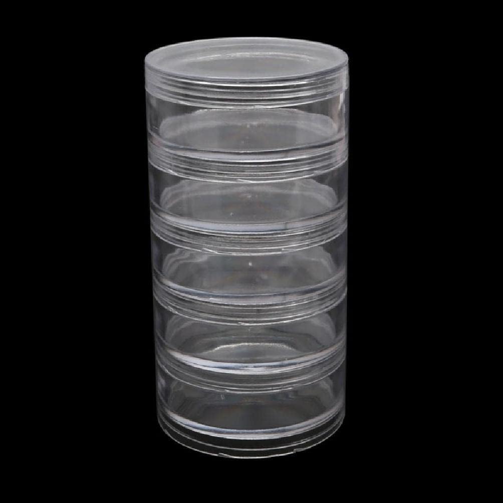 Amazon.com: 1 Set 5 Layer Cylinder Stackable Bead Containers Plastic ...