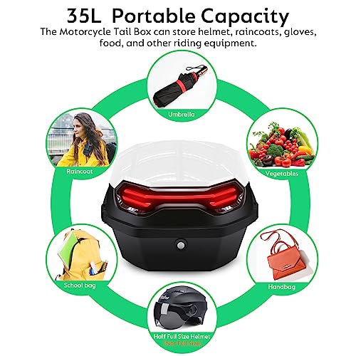 Snapklik.com : 35L Motorcycle Top Case, Motorcycle Daily Tail Box Trunk ...