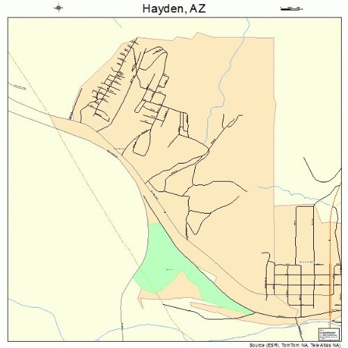 Large Street & Road Map of Hayden, Arizona AZ - Printed poster size ...