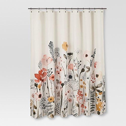 Amazon.com: Threshold Floral Wave Shower Curtain 100% Cotton 72x 72 ...