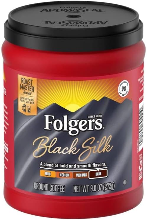 Amazon.com: Folgers Decaf Black Silk, Dark Roast Ground Coffee, 9.6 ...