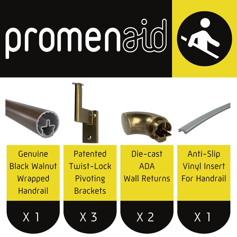 Snapklik.com : Promenaid 3 Ft Handrail Kit - Complete Indoor Hand Rail ...