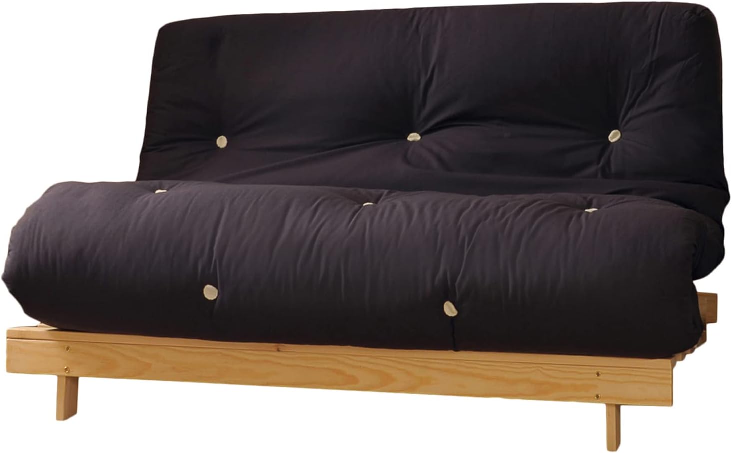 Comfy Living 4ft Small Double 120cm Wooden Futon Set with BLACK ...
