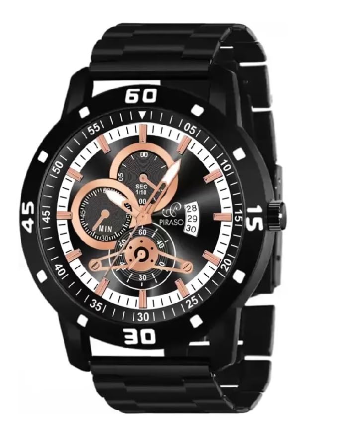 Buy PIRASO Analog Watch Date Display Black Copper DIAL and Black Chain ...