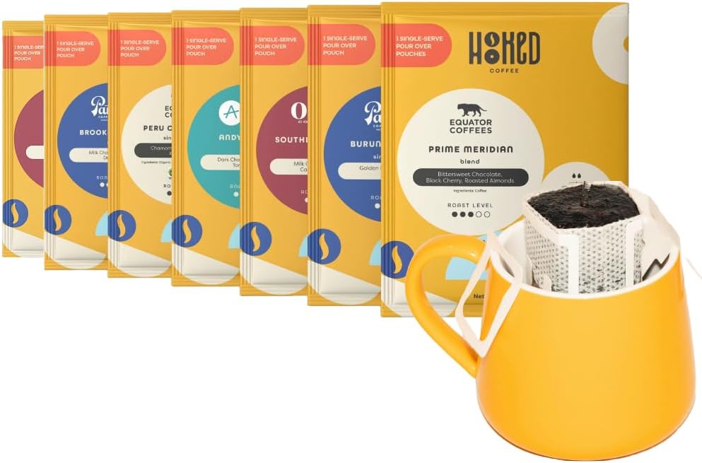 Amazon.com : Hooked Coffee Premium Portable Pour Over Drip Coffee Singles, Variety Coffee ...