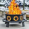 Camping Fire Pit 35" Octagonal Wood Burning Fire Pit - Heavy Duty Steel ...