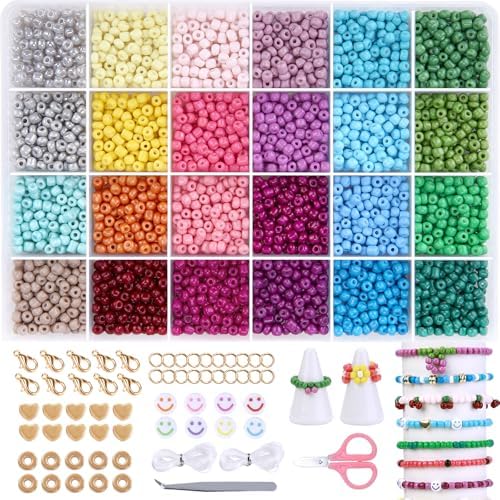 Amazon.com: efivs arts 3000PCS 4mm Seed Beads for Jewelry Making Kit, 6 ...