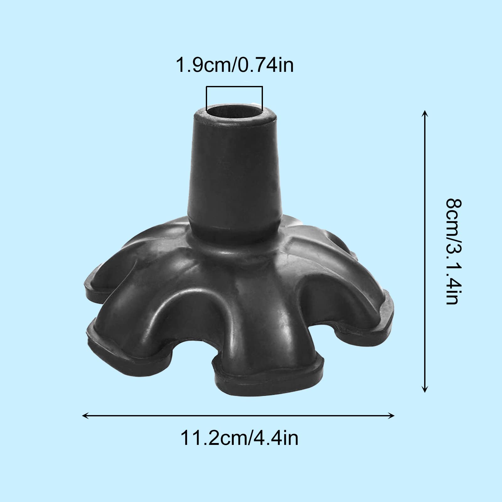 ACHANFLY Walking Stick Rubber Ferrules Standing Cane Tip 19 mm 6 Point Support Rubber Cane Tip ...