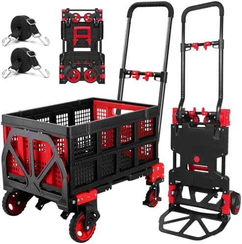 Amazon.com: 2 in 1 Folding Hand Truck Dolly with Basket, 330LB Heavy ...