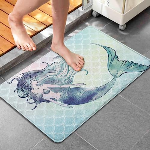 Amazon.com: Memory Foam Bath Mat Mermaid I Hope You Dance Coral Velvet ...