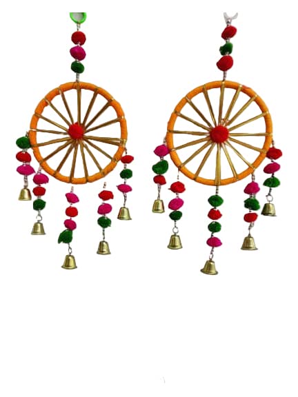 Samariya Colorful Ring Wall Door Hanging Pom Pom Chakri Torans with ...