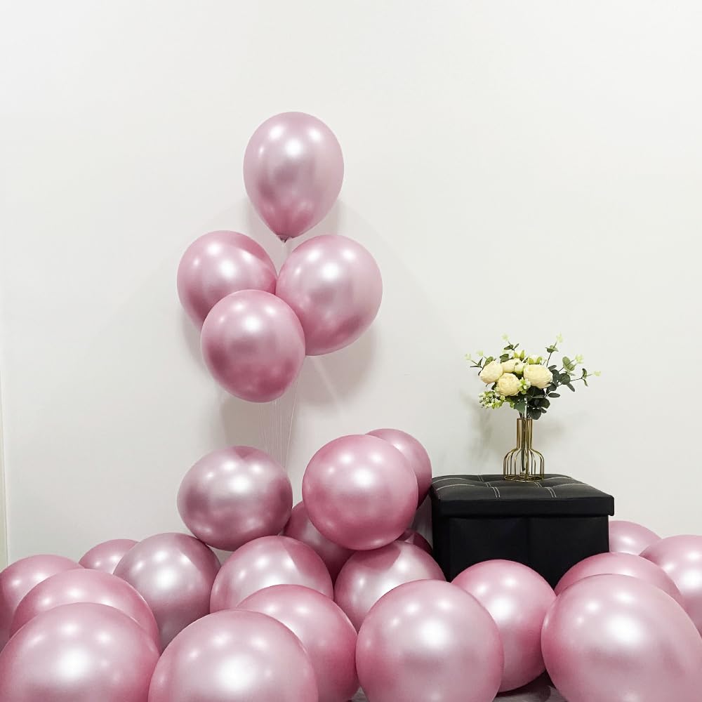 Amazon.com: MYZSBRDM Light Pink Metallic Balloons，Metallic 12inch Light ...