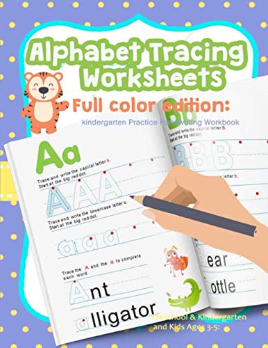 Amazon | Alphabet Tracing Worksheet: Full Color Edition: Kindergarten ...