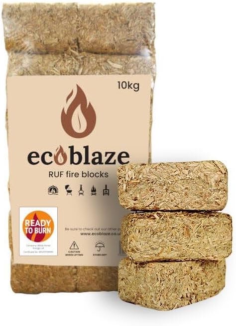Ecoblaze RUF Fire Blocks | Pack of 12 | Briquettes | Heat Logs | Heat ...