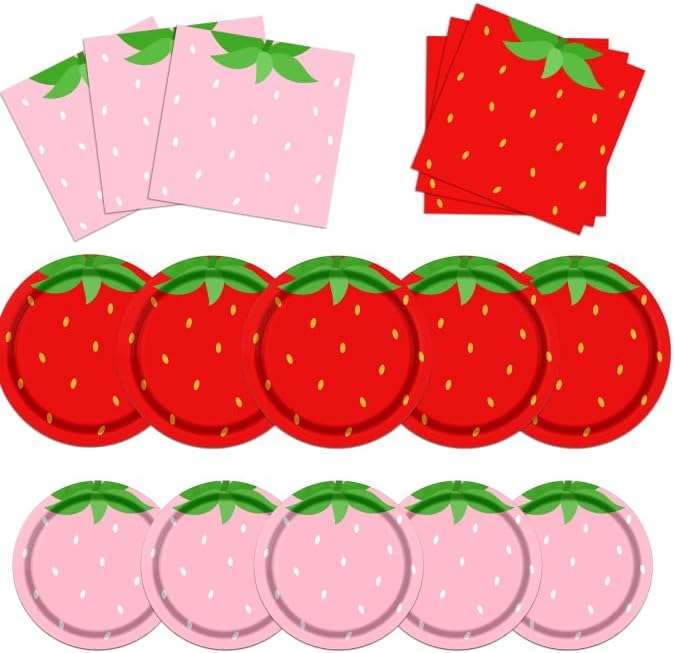 Amazon.com: 16 Strawberry Plates Strawberry Plates For Strawberry Party ...