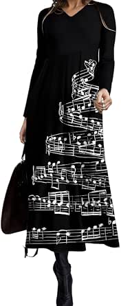 Womens Fall Boho Geometric Floral Colorblock V Neck Tunic Dresses ...