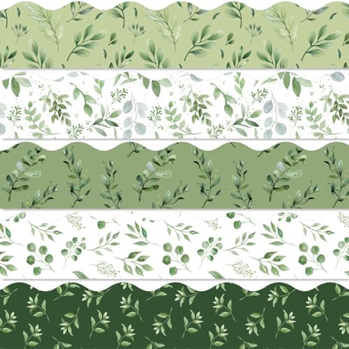 Amazon.com: Whaline 69Ft Greenery Bulletin Board Borders Watercolor ...