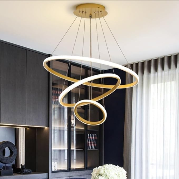 Buy CORAL TREE Modern LED Chandelier 3 Rings Hanging Suspension Lamp ...