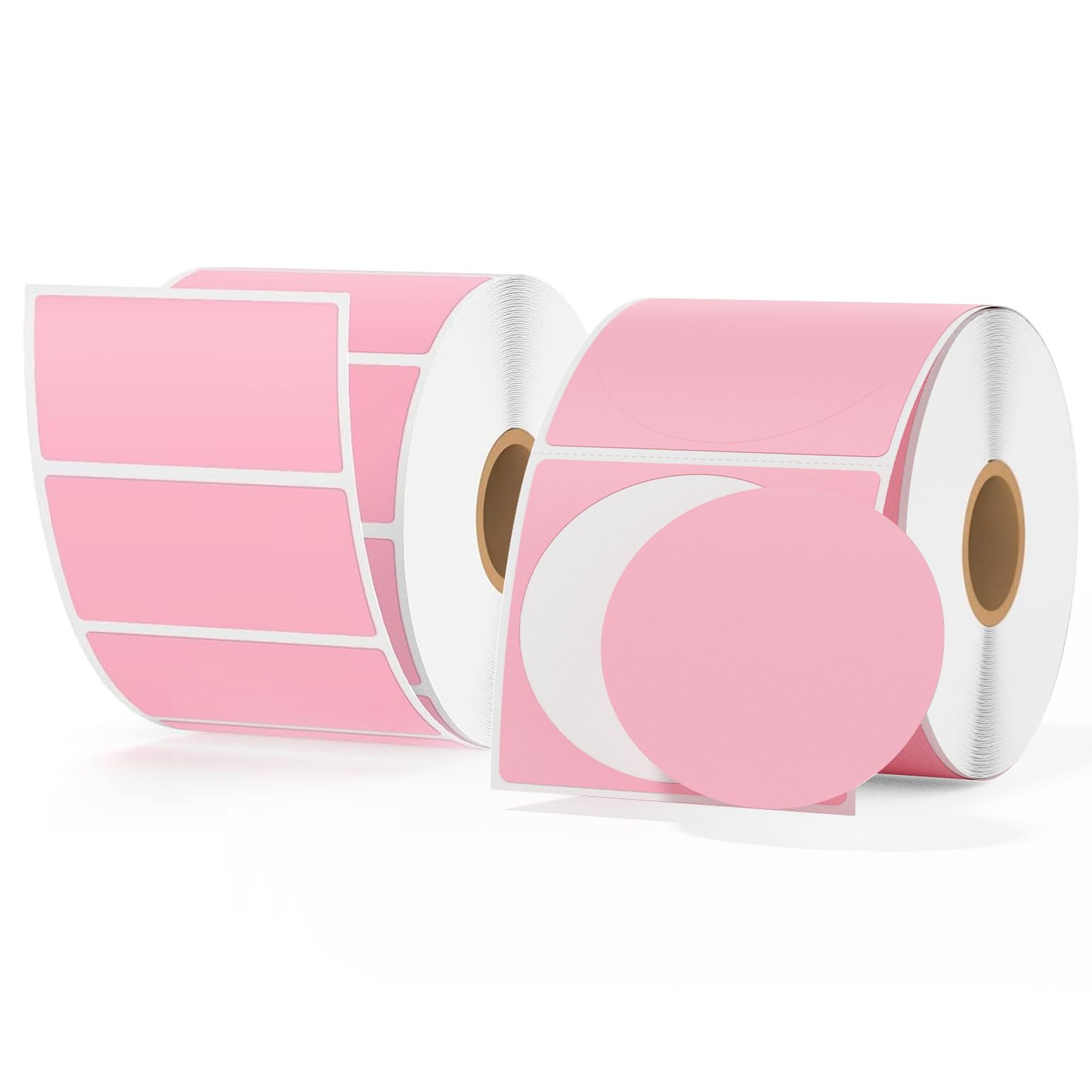 Snapklik.com : Thermal Labels, Square And Circle Pink Thermal Stickers ...