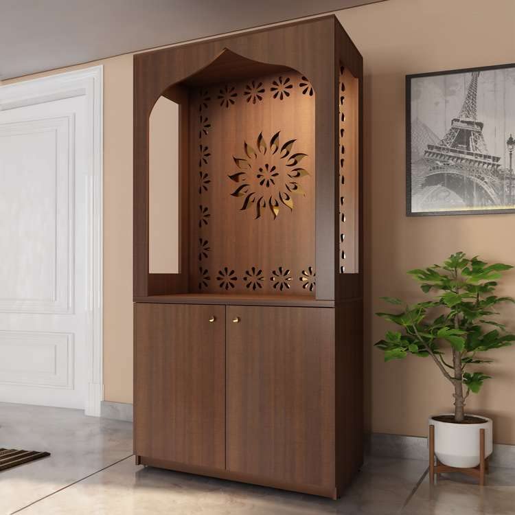 Home Centre Soul Brown Patterned Engineered Wood Prayer Unit with ...