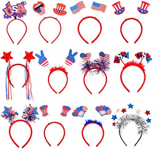 Amazon.com: 24 Pcs Patriotic Head Boppers Headband 4th of July American ...