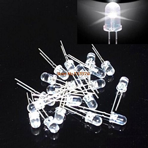 KINWAT 100pcs 5mm led white light bulbs/5MM White Colour LED emitting ...