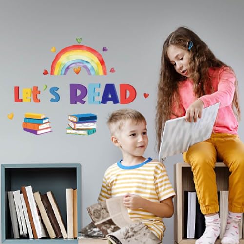 SUPERDANT Lets Read Wall Stickers Reading Corner Wall Decals Book ...