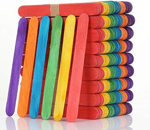 Amazon.com: WISYOK 1000 Pcs 6” Colored Jumbo Craft Sticks, Wooden ...