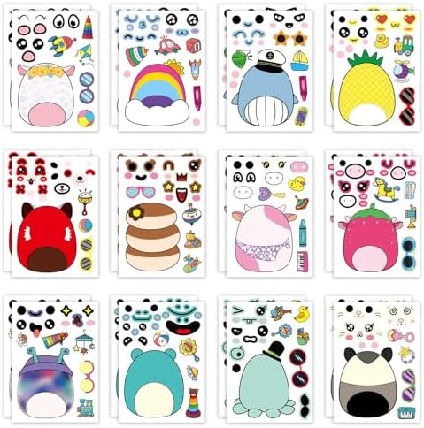 Amazon.com: Cartoon Make a Face Stickers,Birthday Party Favors Party ...