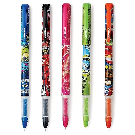 Unomax Fountain Ink Pen For School,Set Of 5 (Disney Toons Slim),Blue ...
